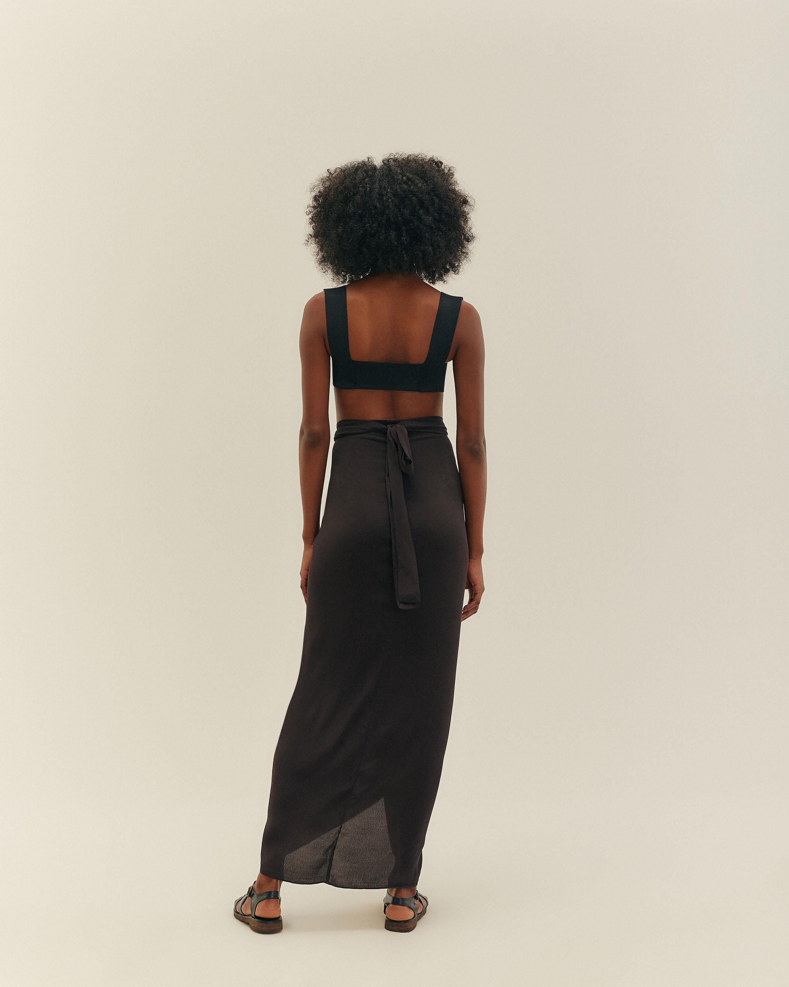 Black Knitted Wide Strap Top with black Panneaux | Haight BLACK